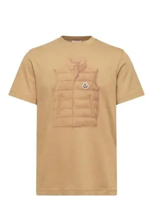 Moncler Down Jacket Print Cotton T-shirt - Beige