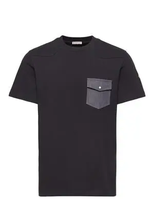 Moncler Cotton Jersey T-shirt With Denim Pocket - Blue