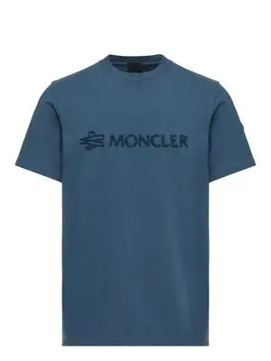 Moncler Logo Cotton T-shirt - Blue