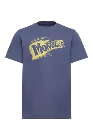 Moncler Sketch Logo Cotton T-shirt - Blue