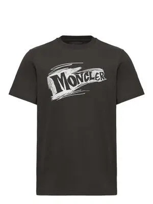 Moncler Sketch Logo Cotton T-shirt - Black