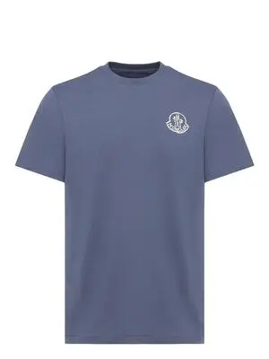 Moncler Cotton Jersey Logo Patch T-shirt - Blue