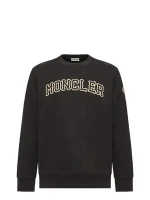 Moncler Cotton Fleece Logo Sweatshirt - Black