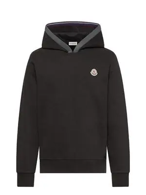 Moncler Brushed Cotton Logo Hoodie - Black