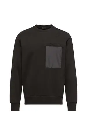Moncler Cotton Sweatshirt With Nylon Pocket - Black