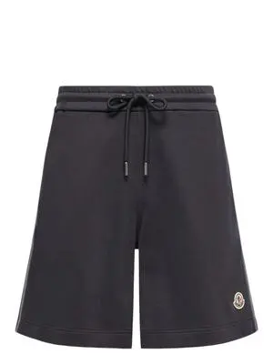 Moncler MONCLER COLLECTION Striped Trim Cotton Fleece Shorts Blue