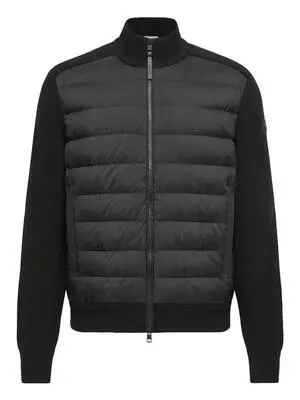 Moncler Wool & Cashmere Blend Padded Zip-up Cardigan - Black