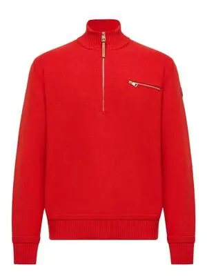 Moncler Wool & Cashmere Blend Quarter Zip Sweater - Red