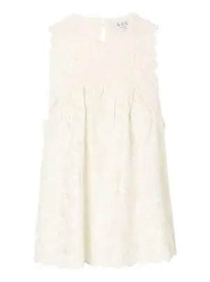 Sea Alina Lace-embroidered Satin Blouse - Cream