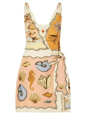 Farm Rio Rio Souvenir Printed Linen Mini Dress - Multi