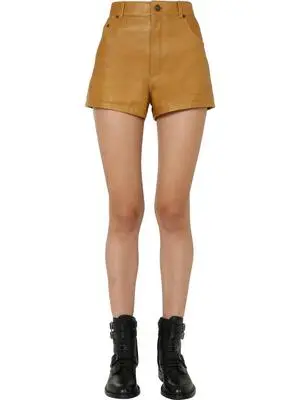 Saint Laurent SAINT LAURENT High Waist Leather Shorts Multicolor