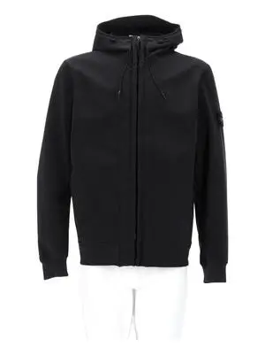 Stone Island Biker Jacket With Hood And Zip - Black