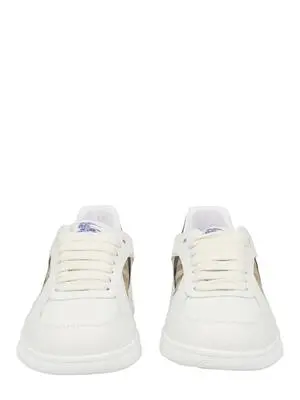 Burberry Calf Leather "terrace" Sneakers With Check Detail - White