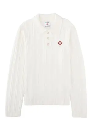 Casablanca Polo A Manica Lunga In Boucl - White