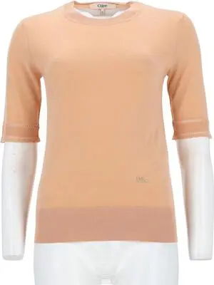 Chloé Short Sleeve Knit Wool Pullover - Pink