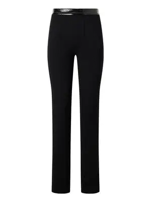 COURREGES Ribbed Flared Vinyl Trim Pants - Black