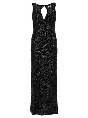 P.a.r.o.s.h Full Sequin Long Dress - Black