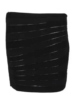 Balmain Mini Knit Skirt With Flechage Detail - Black