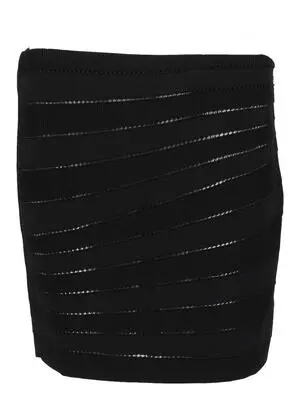 Balmain Mini Knit Skirt With Flechage Detail - Black