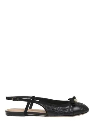 Dior Quilted Lambskin Slingback Flats - Black
