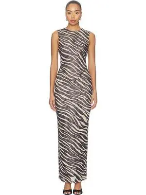 Ronny Kobo Print Mesh Maxi Dress - Zebra