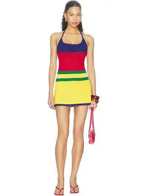 SEROYA Norma Crochet Halterneck Dress - Multi Stripe