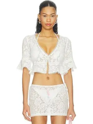 Tularosa Positano Lace Cropped Top - White