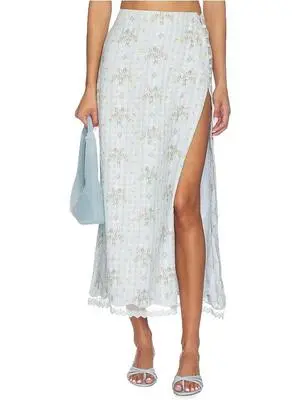 Agua Bendita Tove Bleu Printed Midi Skirt - Multicolor