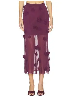 Simkhai Floral Appliqué Midi Skirt - Fig