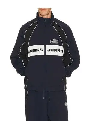 Guess Crinkle Nylon Track Jacket - Daring Ocean