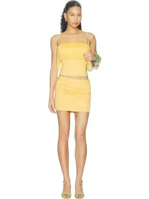 Superdown Mini Skirt Set With Fringe Detail - Light Orange
