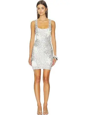 LESLIE AMON Embellished Mini Dress - Silver