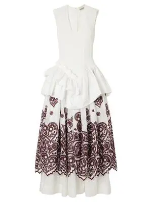 ALEMAIS Bobby Embroidered Cotton Midi Dress - Neutrals