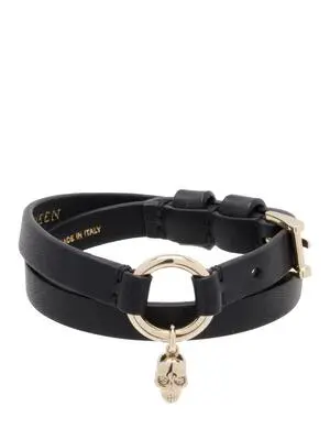 Alexander McQueen Leather Skull Bracelet - Black
