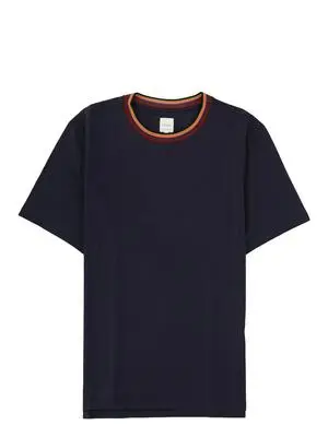 Paul Smith T-shirt Con Collo Stripes Logo - Blue