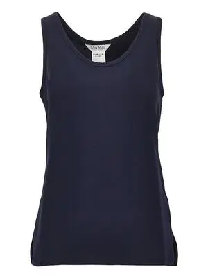 Max Mara Max Mara Sleeveless Silk Cady Top With M Embroidery Blue