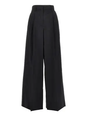 Max Mara Virgin Wool Wide-leg Pants - Black