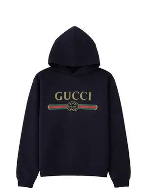 Gucci Hooded Sweatshirt With Logo - Blue
