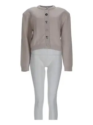 ROTATE BY BIRGER CHRISTENSEN ROTATE Cropped Cardigan With Logo Detail Gray