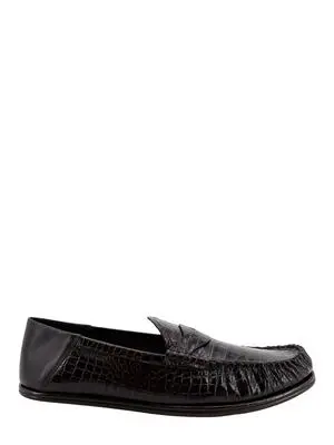 TOM FORD Crocodile-effect Leather Loafers - Brown
