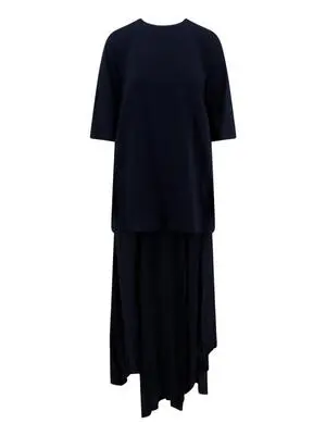 SEMICOUTURE Silk Blend Top And Skirt Set - Blue