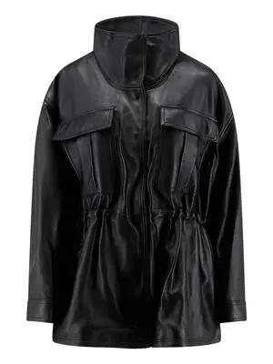 RÓHE Leather Jacket With Drawstring Waist - Black