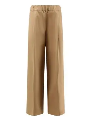 SEMICOUTURE High-waisted Wide Leg Stretch Cotton Trousers - Beige