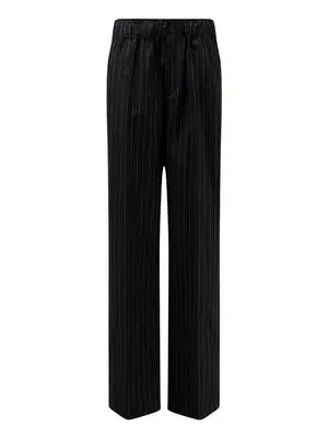 SEMICOUTURE Wide Leg Pinstripe Trousers - Grey