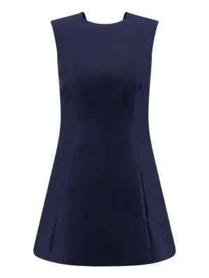 Balenciaga Aline Merino Wool And Silk Blend Short Dress - Blue