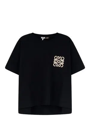 Loewe Cotton T-shirt With Embossed Anagram Logo - Black