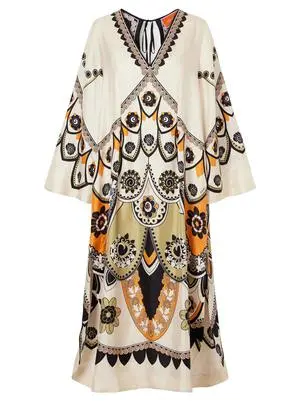 LA DOUBLEJ La DoubleJ Twin Flame Floral-Print Silk Maxi Dress