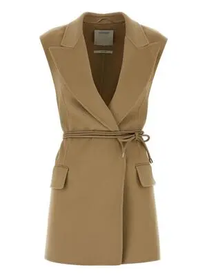 Sportmax Belted Wool Vest - Light Brown