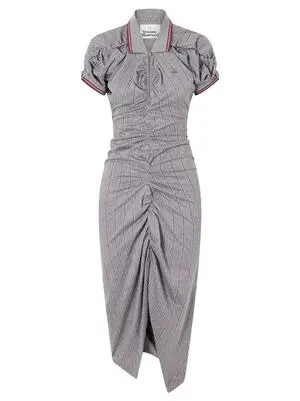 VIVIENNE WESTWOOD Striped Gathered Cotton Jersey Midi Dress - Gray