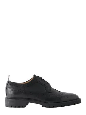 Thom Browne Longwing Pebble-grain Leather Brogues - Black